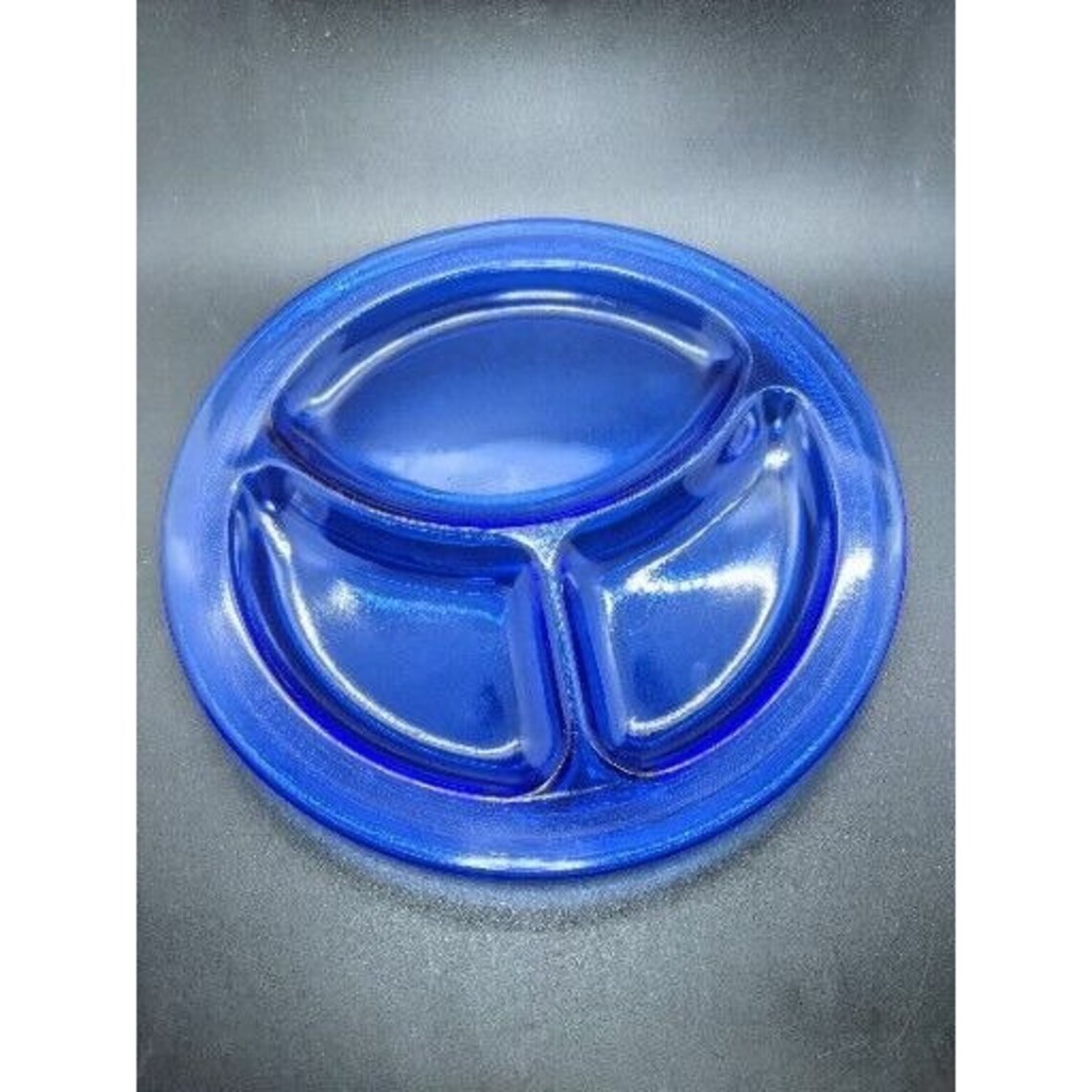 Smith Glass Homestead Cobalt Blue Grill Plates Set of 2 Divided Dish ...