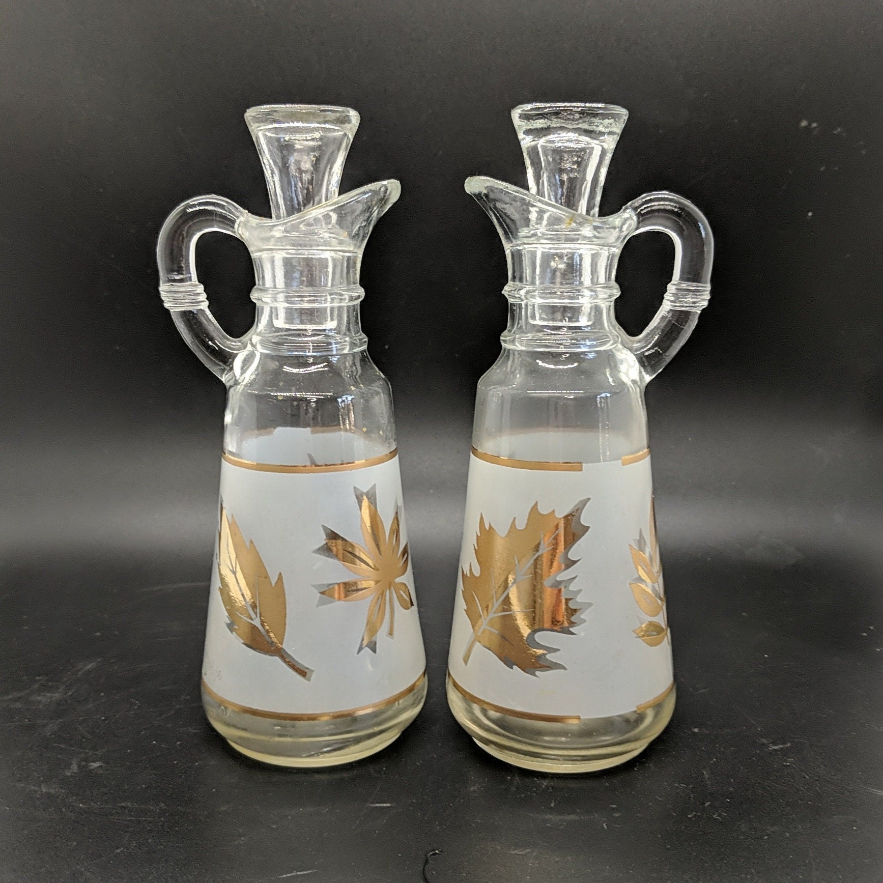 Home & Living Vintage Anchor Hocking Starlyte Cruet Gold Leaves and ...
