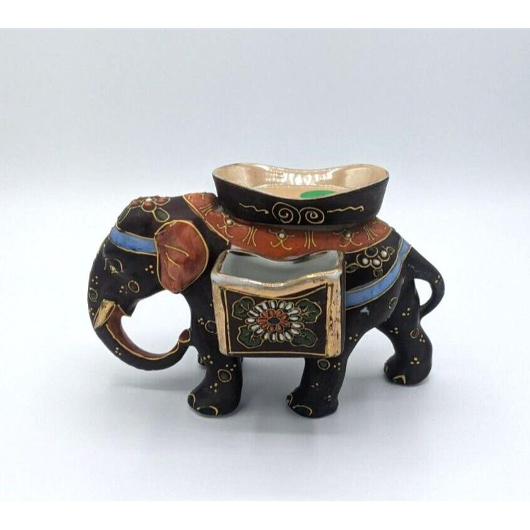 ELEPHANT Match Holder Japan Hand Painted Figurine Brown Vintage ...
