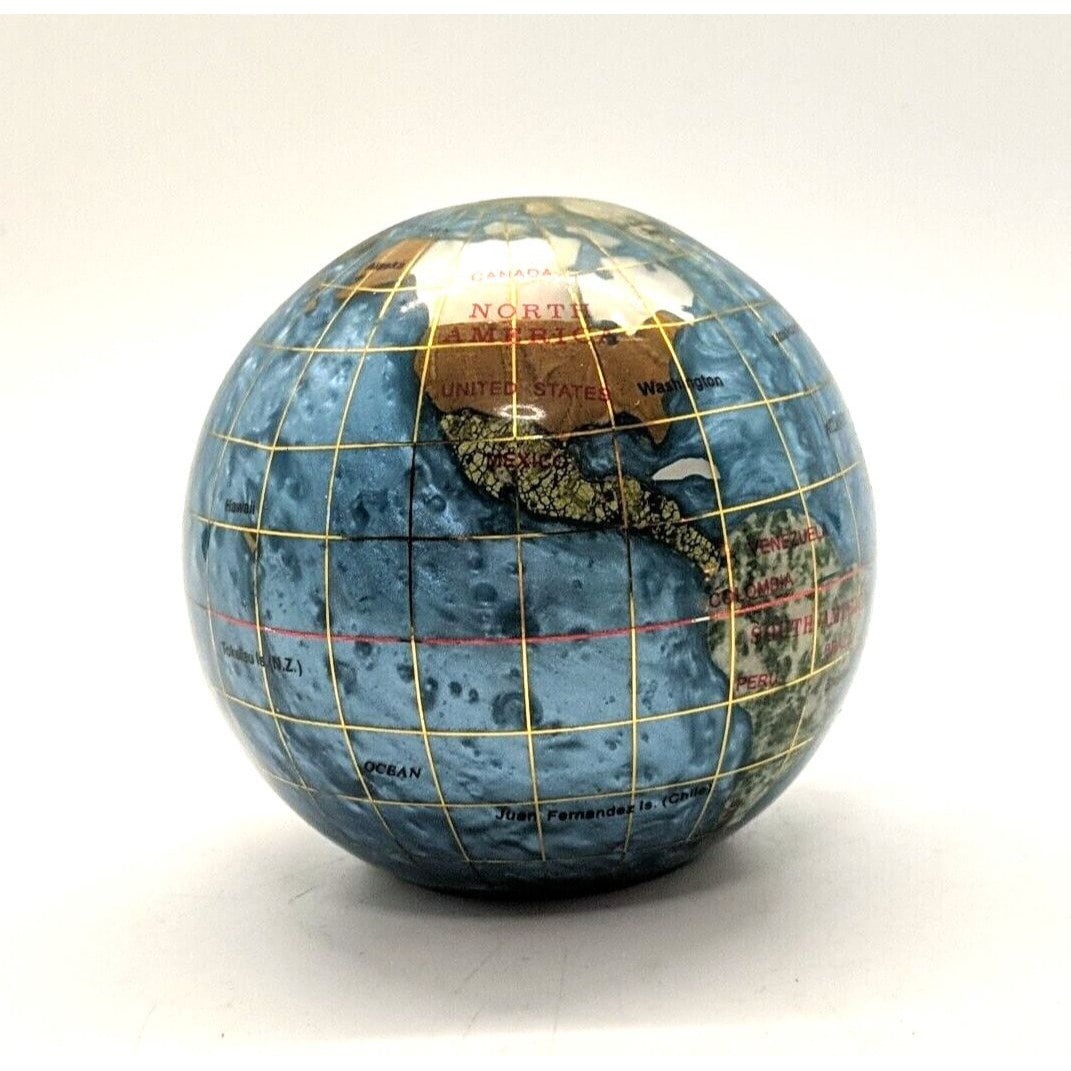 Gemstone Globe Paperweight Blue World Inlaid Semi Precious - Etsy
