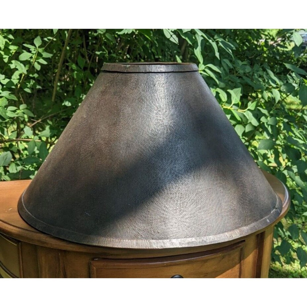 Solid Metal Lamp Shade Industrial Large Vintage Brown Textured 18 X 9 ...