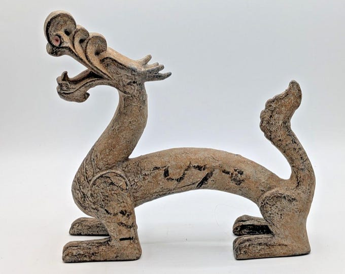 Vtg Chinese Roaring Dragon Clay Sculpture Asian Alva Museum Replica ...