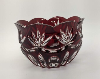 Red Cut Crystal Bowl | Etsy