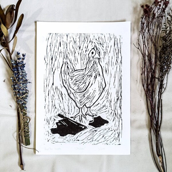 Chicken Lino Prints - Etsy