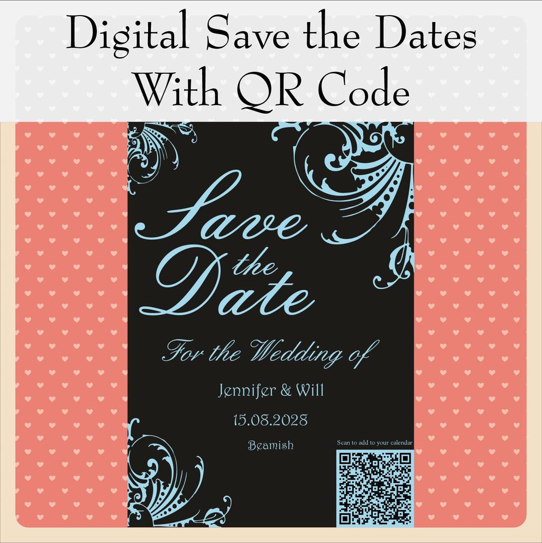 Personalised Save the Date With QR Code - Design 6 - Etsy