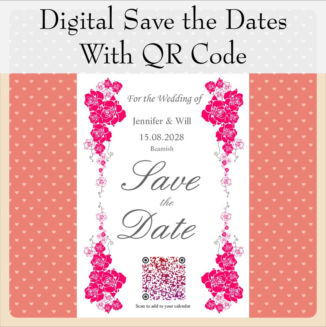 Personalised Save the Date With QR Code - Design 4 - Etsy