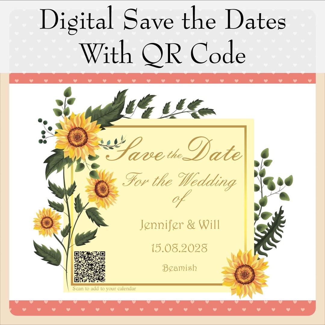 Personalised Save the Date With QR Code - Design 7 - Etsy