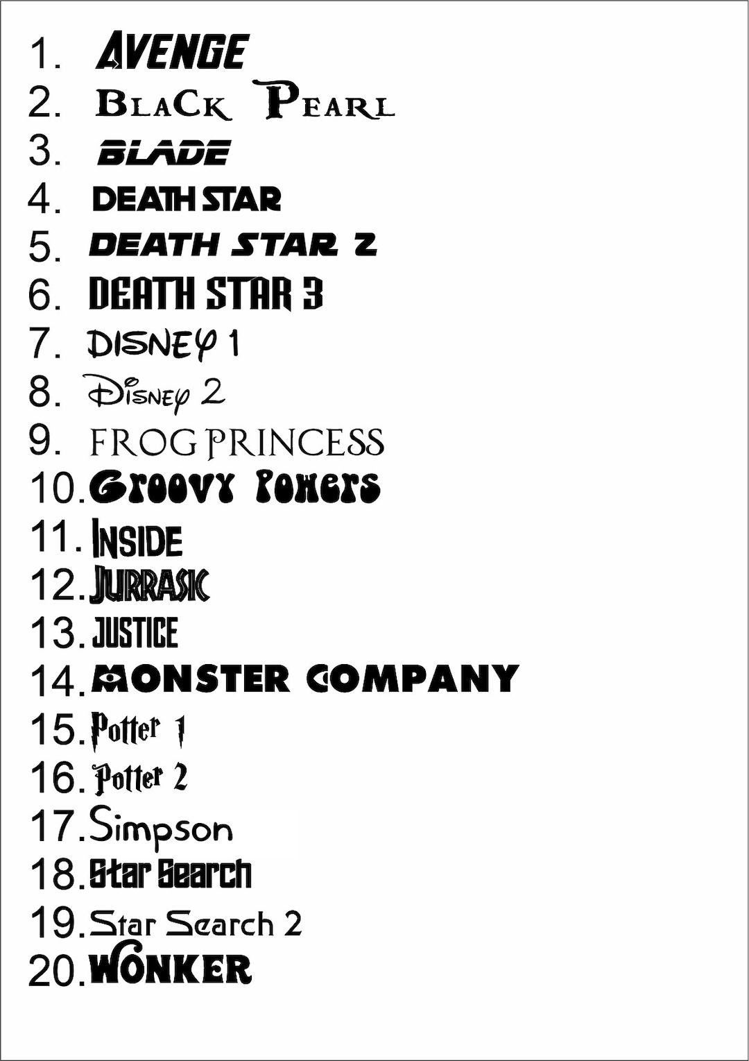 Personalised Vinyl Decal Movie Fonts Adhesive - Etsy