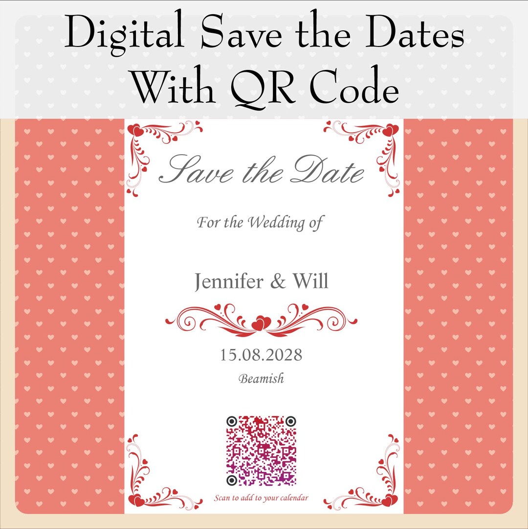 Personalised Save the Date With QR Code - Design 2 - Etsy