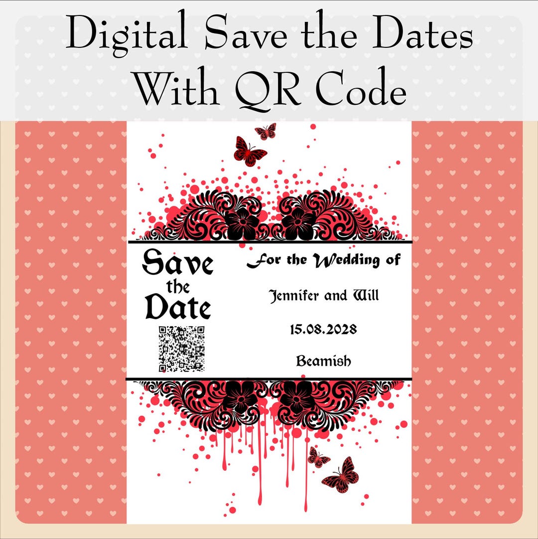 Personalised Save the Date With QR Code - Design 3 - Etsy