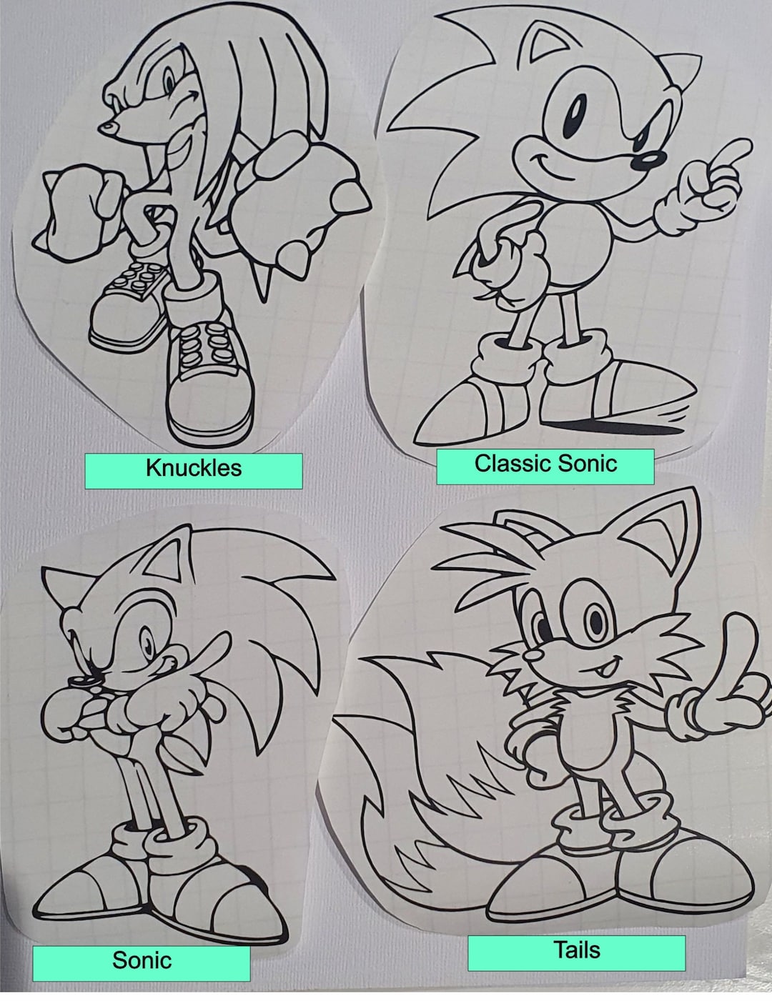 Sonic Characters Outlines Vinyl Adhesive Transfer - Etsy