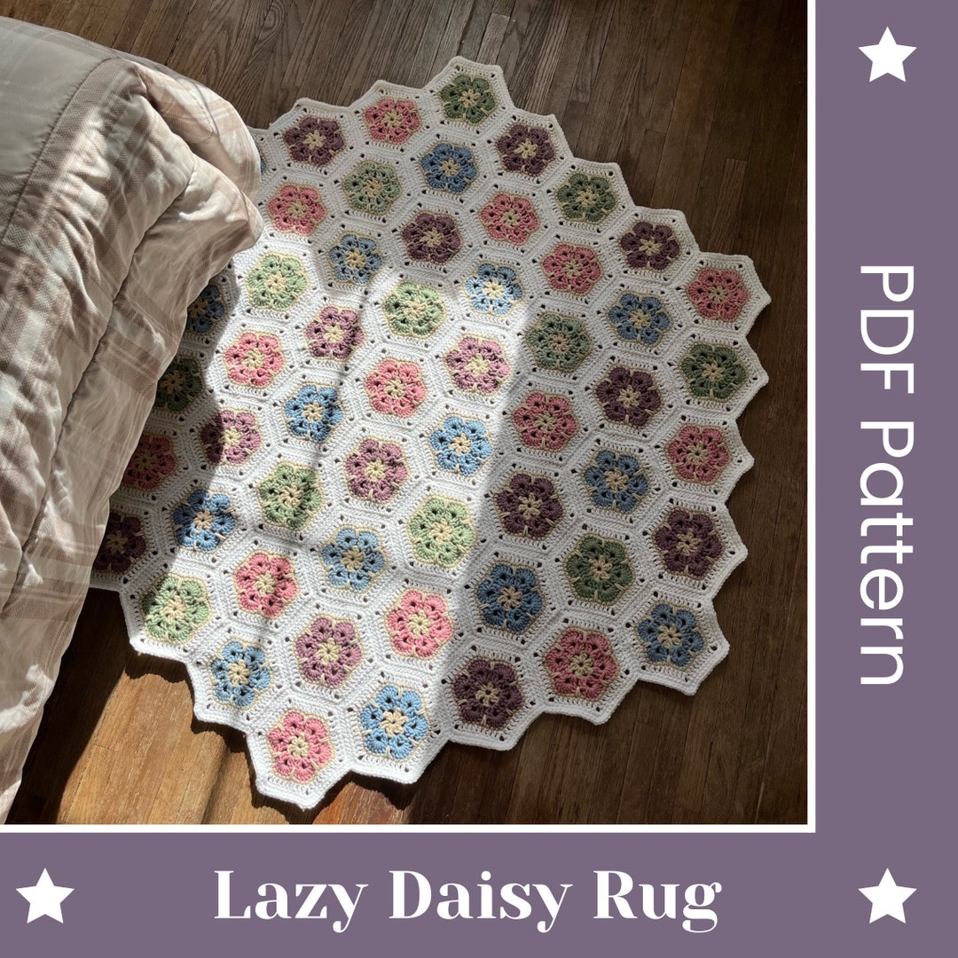 Crochet Lazy Daisy Rug PDF Pattern - Etsy