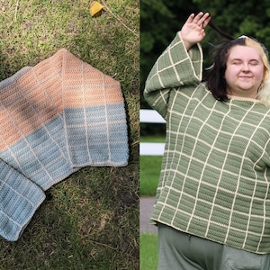 Off the Grid Sweater - Crochet PDF Size-inclusive Pullover Pattern - Etsy
