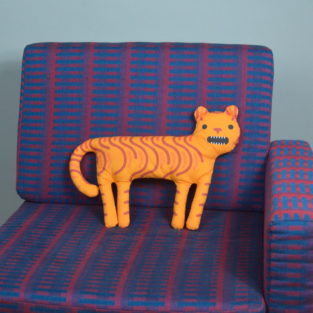 Orange Squiggle Tiny Tiger - Stuffed Animal Cat - Cotton and Recycled ...