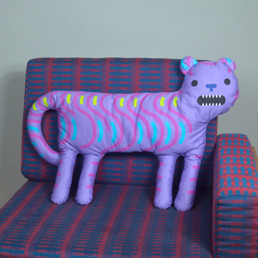 Violet Squiggle Tiger - Stuffed Animal Cat - Cotton and Recycled ...