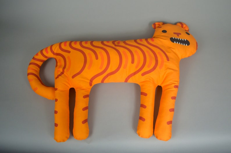 Orange Squiggle Tiger - Stuffed Animal Cat - Cotton and Recycled ...
