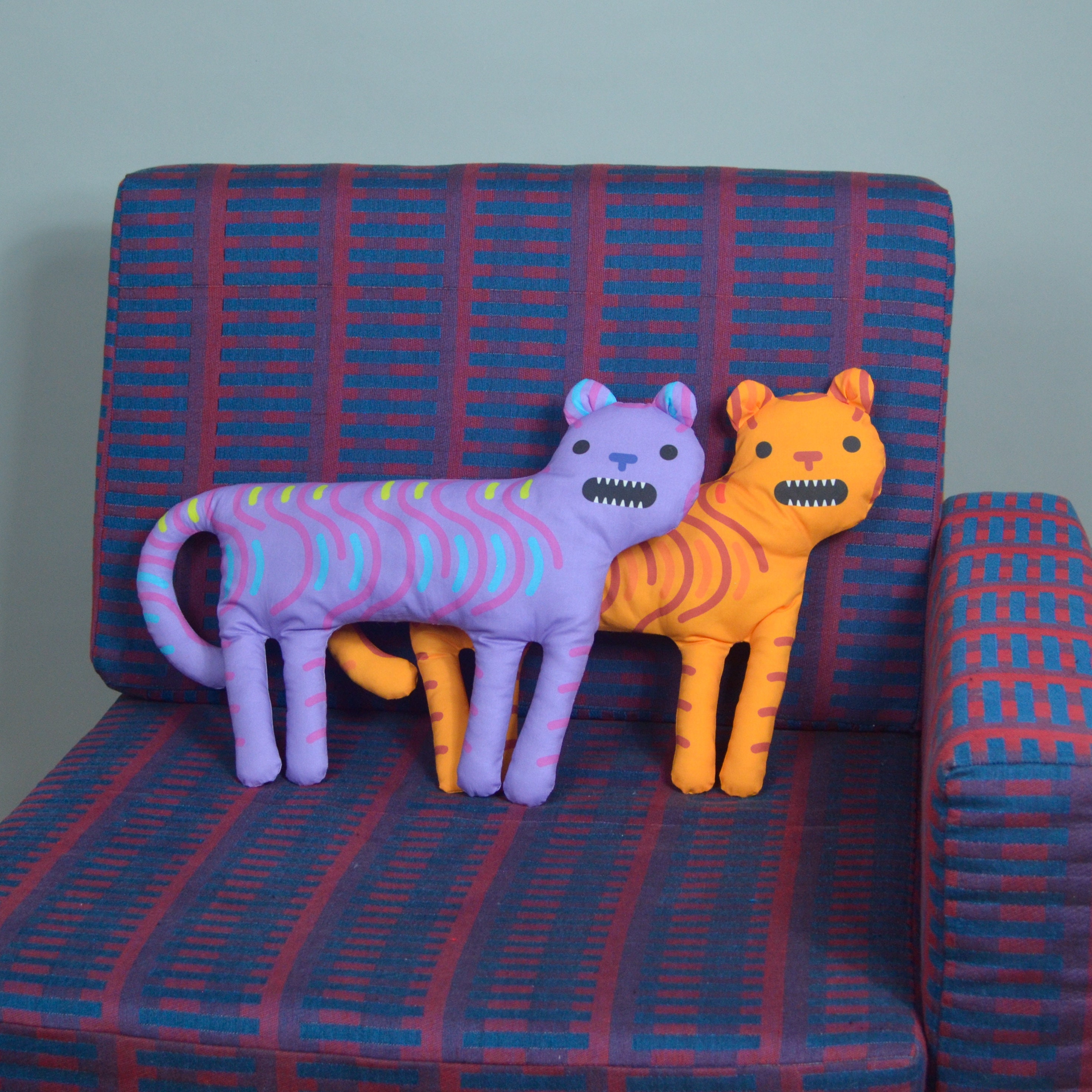 Orange Squiggle Tiny Tiger - Stuffed Animal Cat - Cotton and Recycled ...