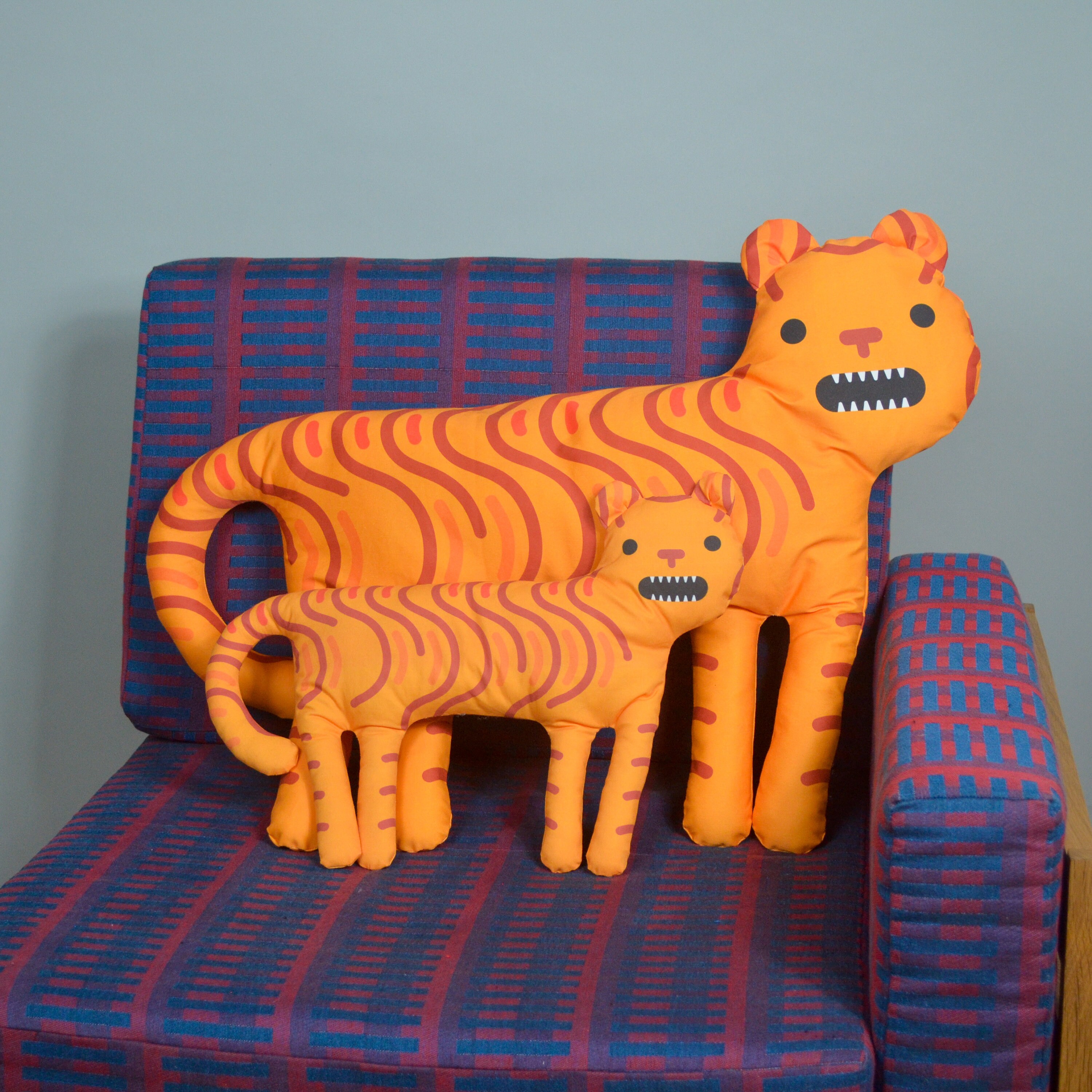 Orange Squiggle Tiger - Stuffed Animal Cat - Cotton and Recycled ...