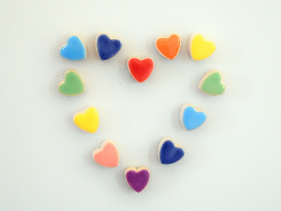 Ceramic Heart Magnets Rainbow Magnets Heart Shaped Fridge Magnet ...