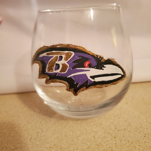 Baltimore Raven Wine Glass - Etsy