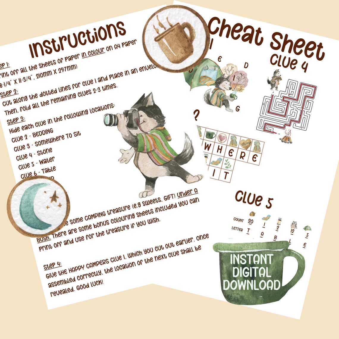 Outdoor Camping Treasure Hunt For Kids Printable Puzzle Fun | Etsy