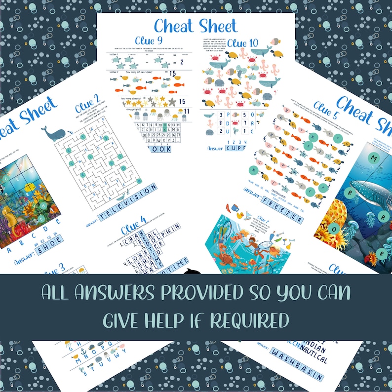 Outdoor Under the Sea Ocean Treasure Hunt Kids Printable Puzzle ...