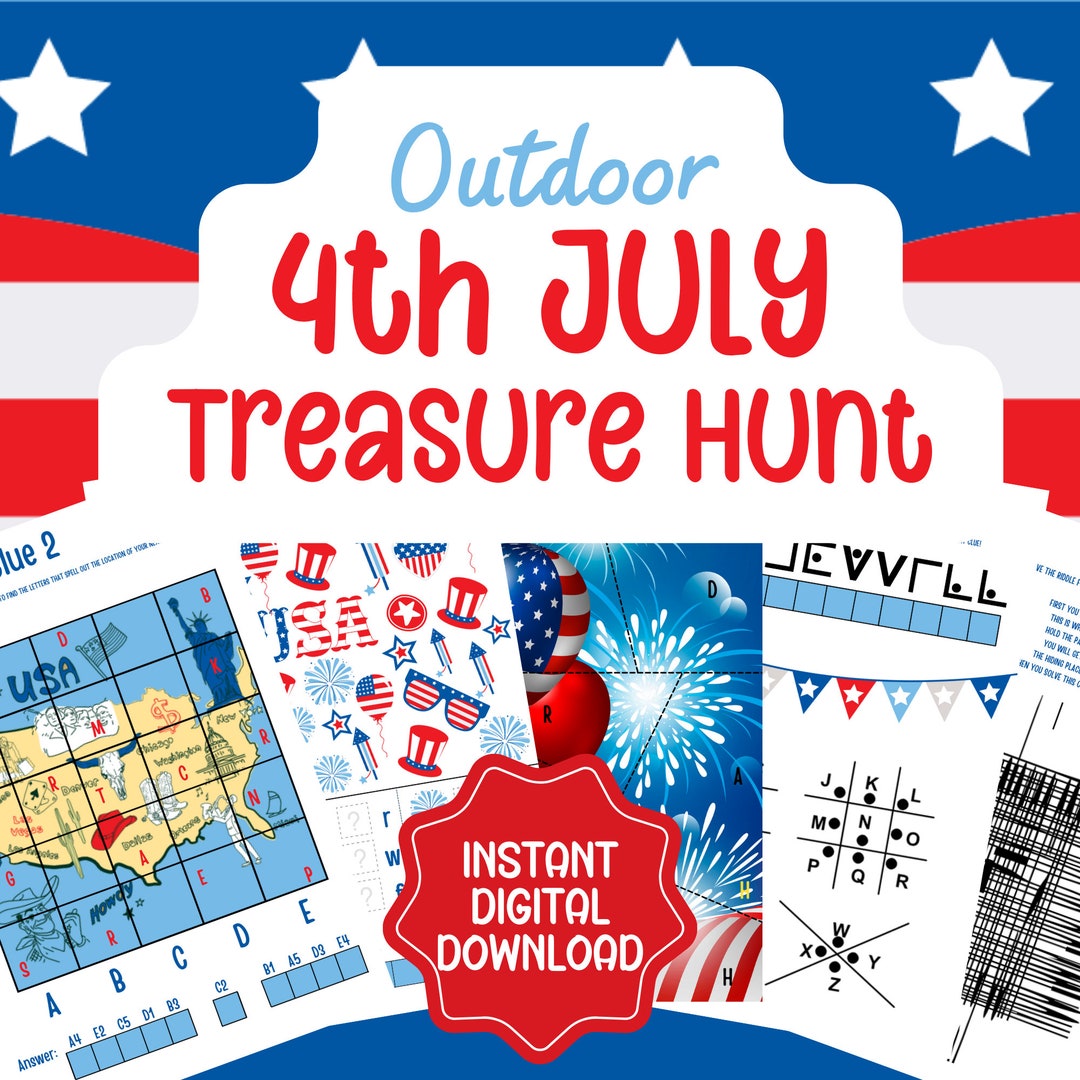 Outdoor 4th July Treasure Hunt Independance Day Clues for Kids ...