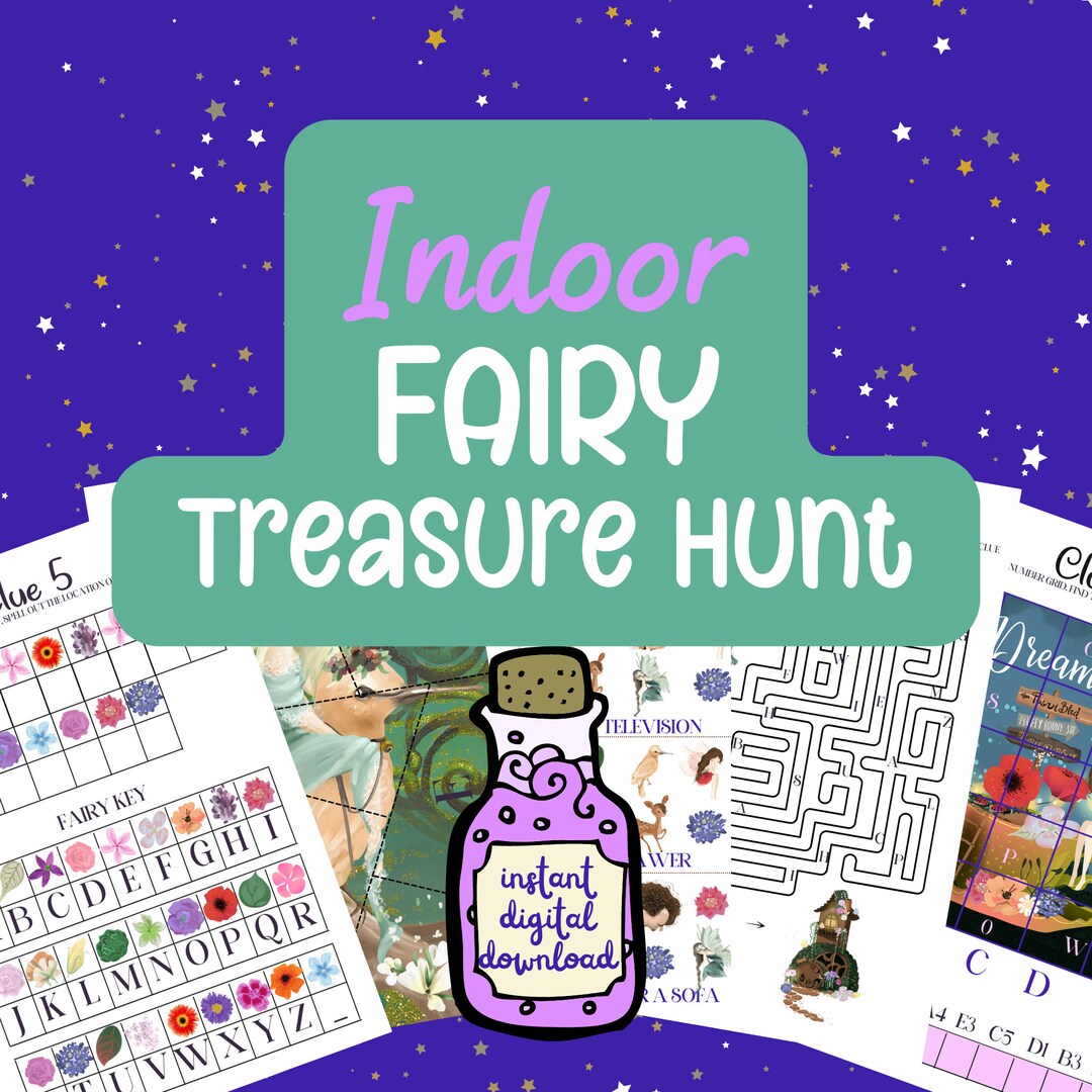 Indoor Fairy Treasure Hunt for Kids Printable Puzzle Activity Clues ...