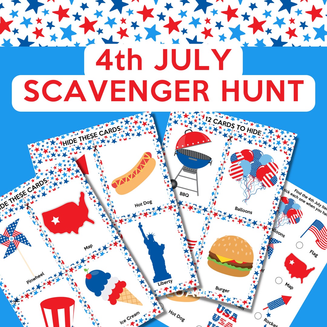 Printable 4th July Scavenger Hunt for Kids Print at Home Puzzle ...