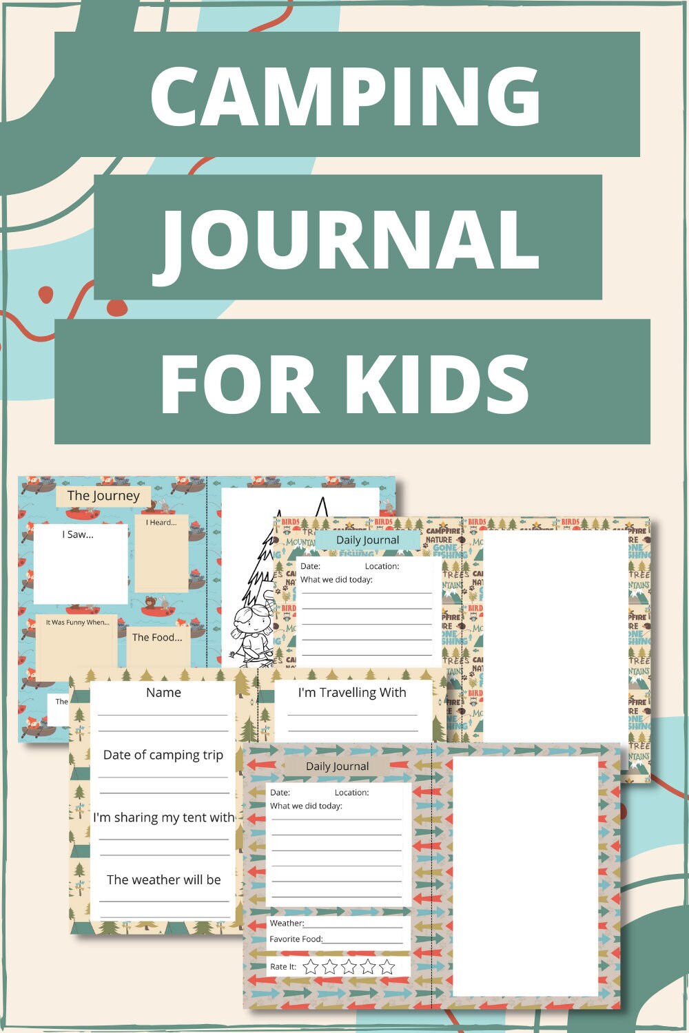 Printable Kids Camping Journal Fun Summer Camp Activities for Children ...