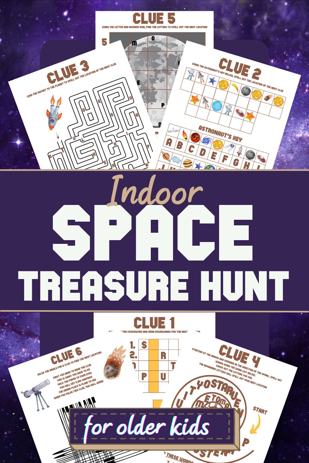 Indoor Space Treasure Hunt for Kids Printable Astronaut Themed Puzzle ...