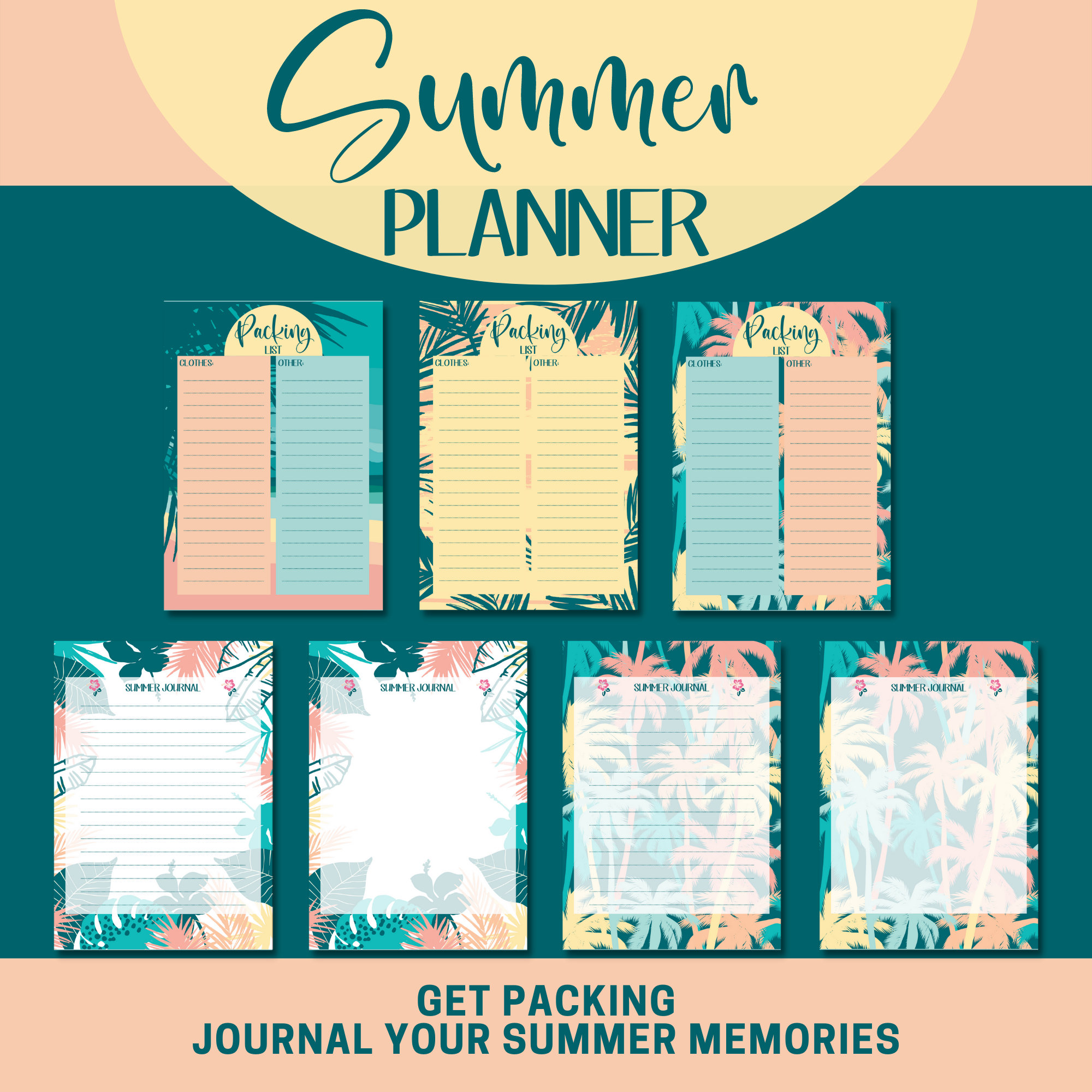 Printable Summer Planner Binder Colorful Summer Break Vacation Holidays ...