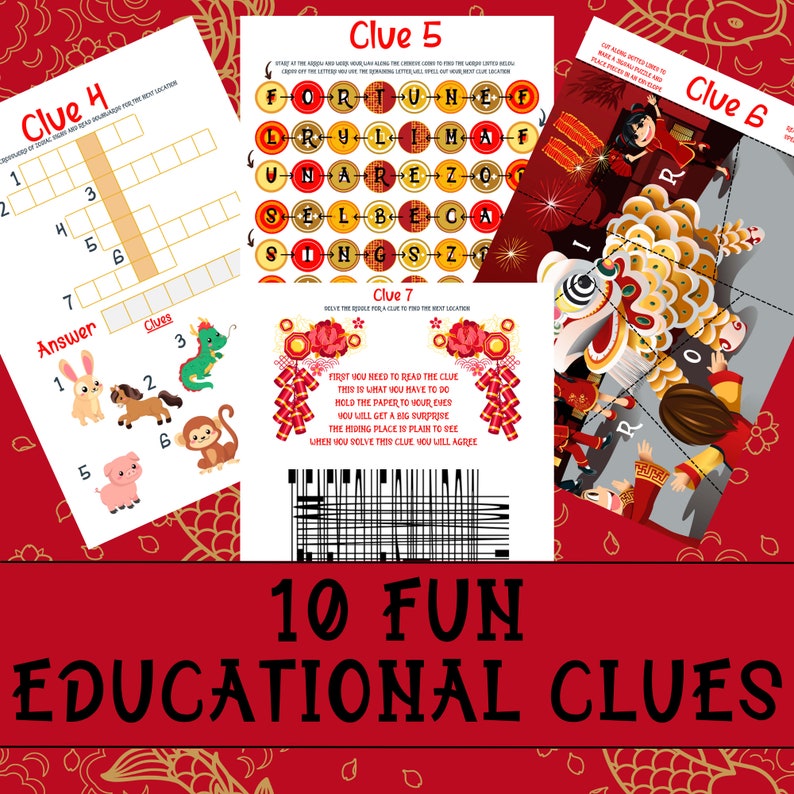 Indoor Chinese Lunar New Year Treasure Hunt for Kids Printable Puzzle ...