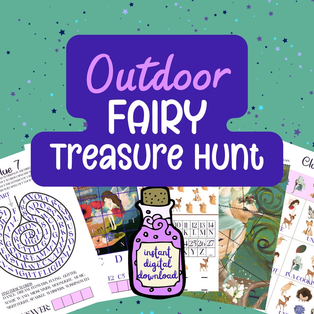 Outdoor Fairy Treasure Hunt for Kids Printable Puzzle Activity Clues ...
