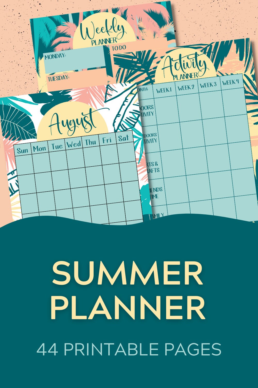 Printable Summer Planner Binder Colorful Summer Break Vacation Holidays ...