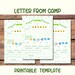 Printable Colorful Green Summer Camp Writable Letter Postcard for Kids ...