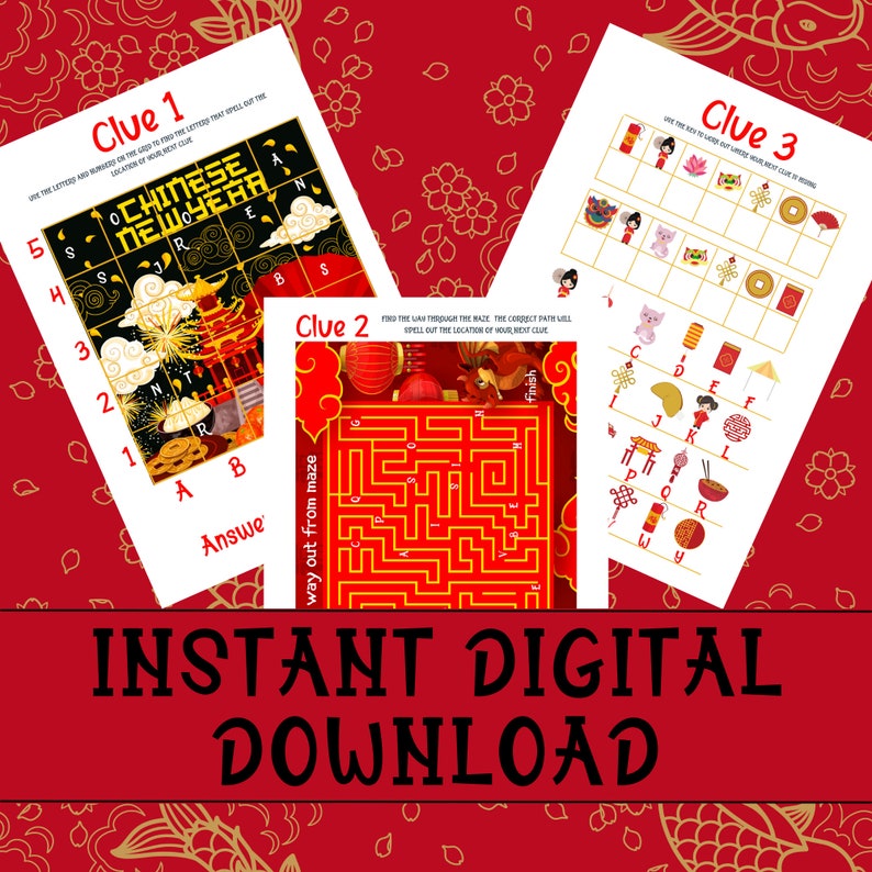 Indoor Chinese Lunar New Year Treasure Hunt for Kids Printable Puzzle ...