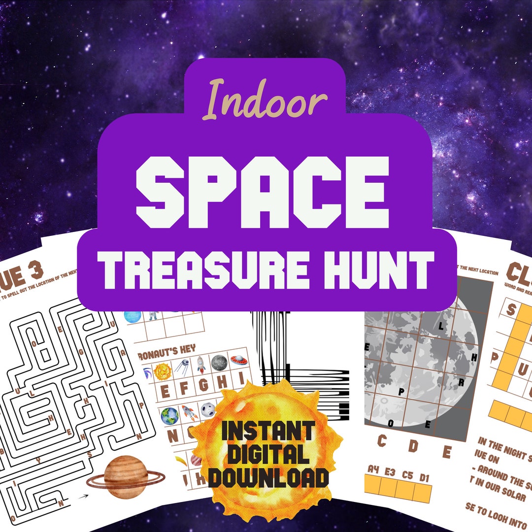 Indoor Space Treasure Hunt for Kids Printable Astronaut Themed Puzzle ...