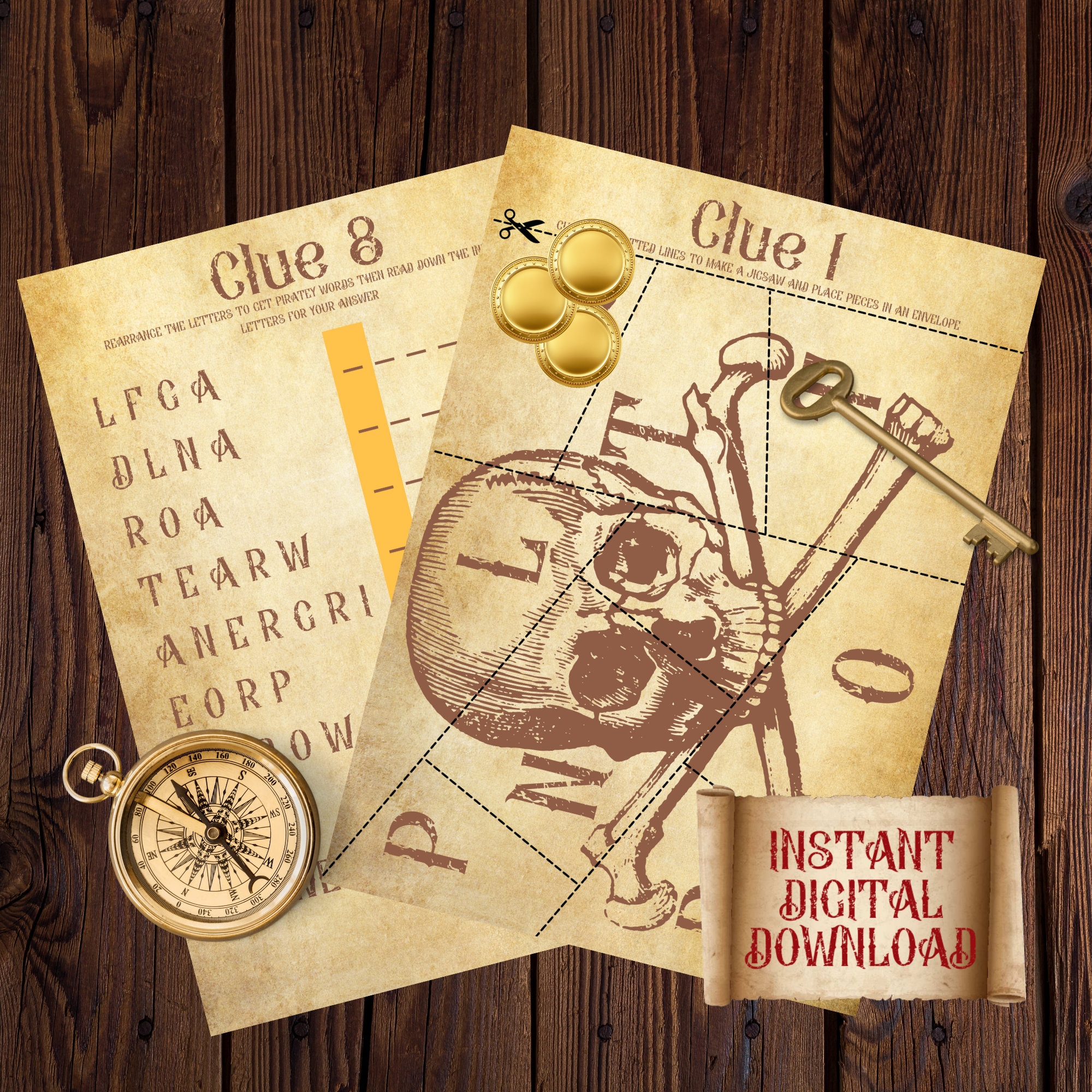 Outdoor Pirate Treasure Hunt Clues for Kids Printable Puzzle Activity ...