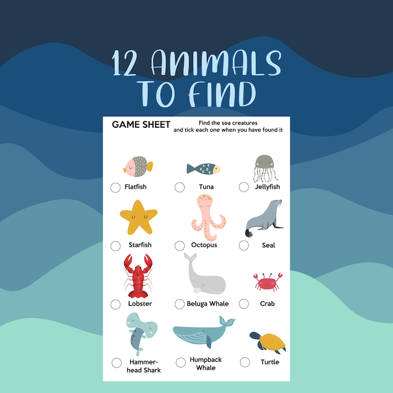 Printable Under the Sea Creatures Scavenger Hunt for Kids Print at Home ...