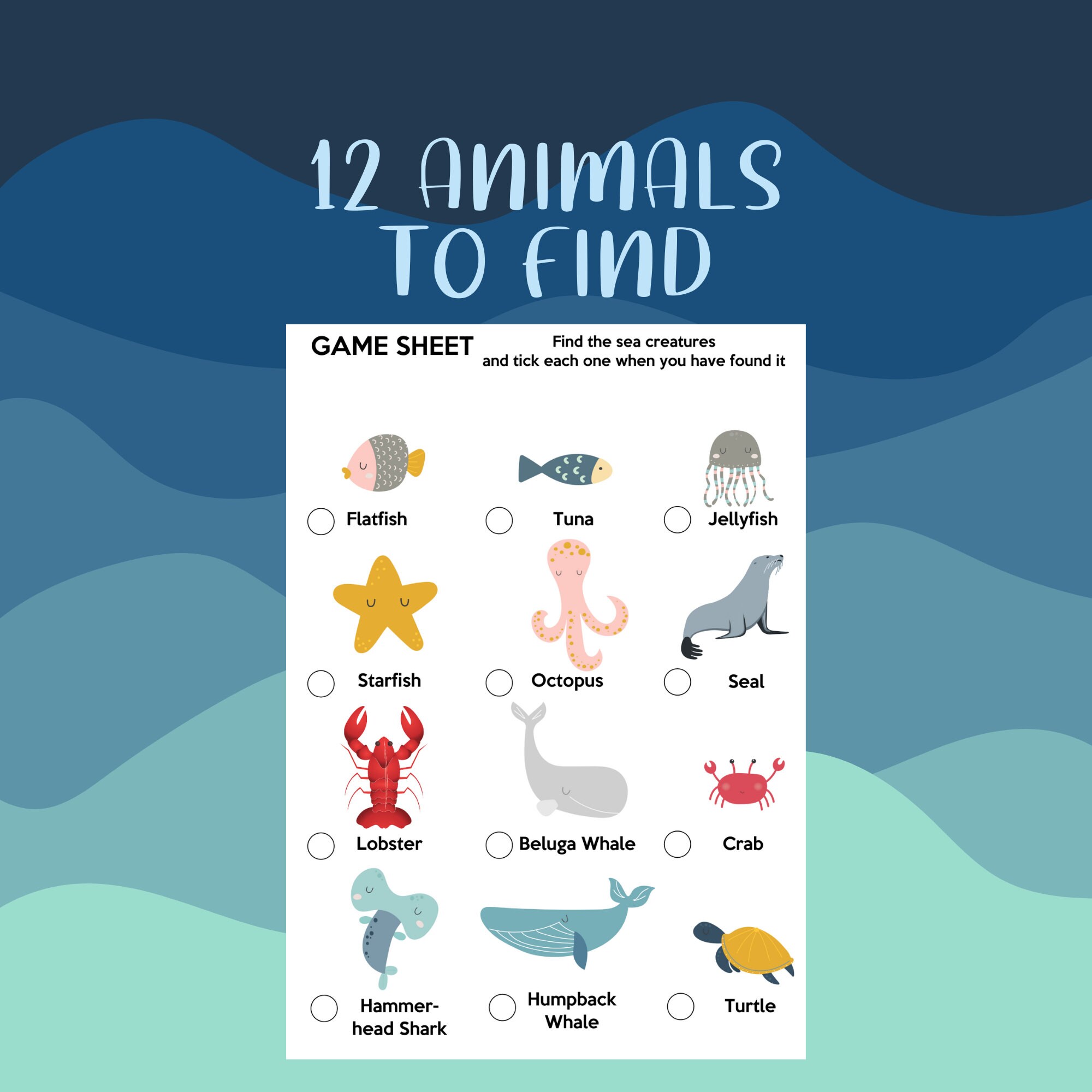 Printable Under the Sea Creatures Scavenger Hunt for Kids Print at Home ...