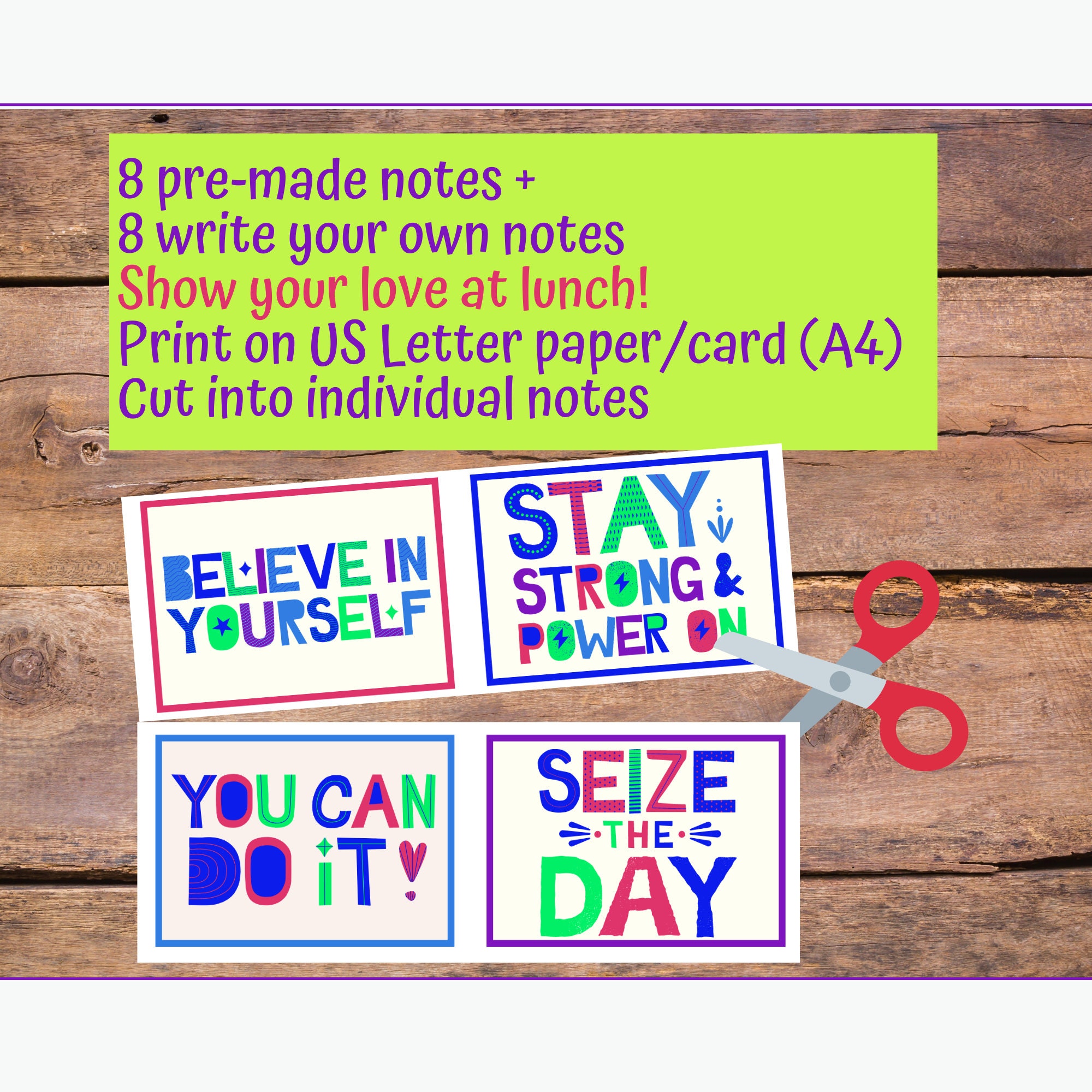 Printable Affirmation Cards Cute Positive Colorful Back to School Lunch ...