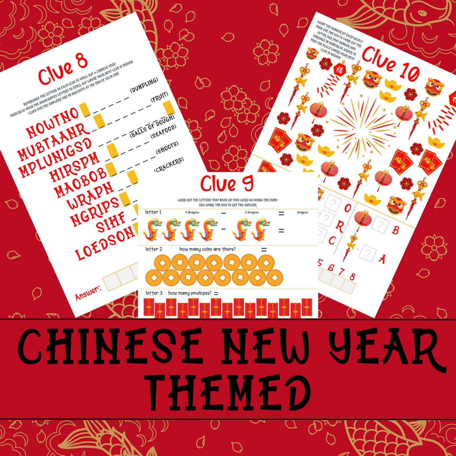 Indoor Chinese Lunar New Year Treasure Hunt for Kids Printable Puzzle ...