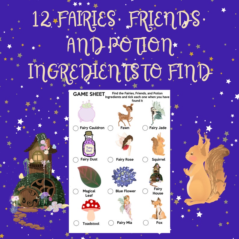 Printable Magical Fairy Scavenger Hunt for Young Girls Boys Kids Print ...