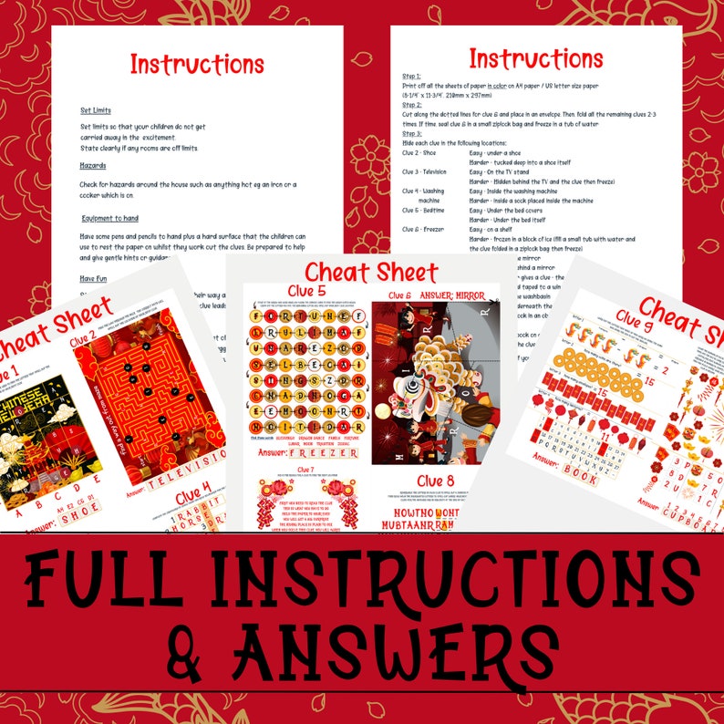 Indoor Chinese Lunar New Year Treasure Hunt for Kids Printable Puzzle ...