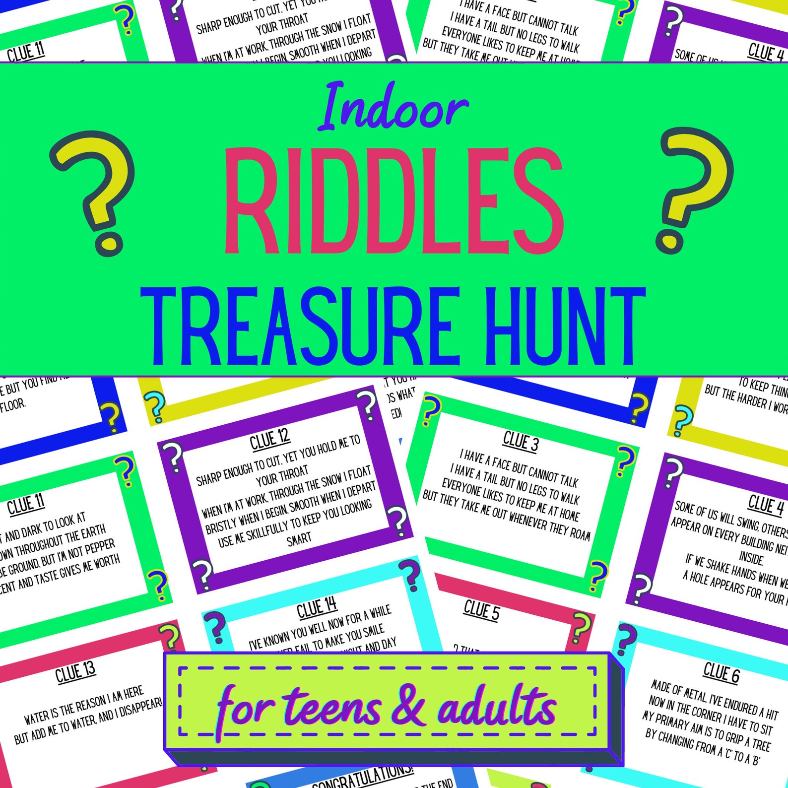 Indoor Riddle Treasure Hunt for Teens Adults Printable Themed Puzzle ...