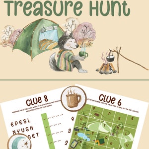 Outdoor Camping Treasure Hunt for Kids Printable Puzzle Fun Campsite RV ...
