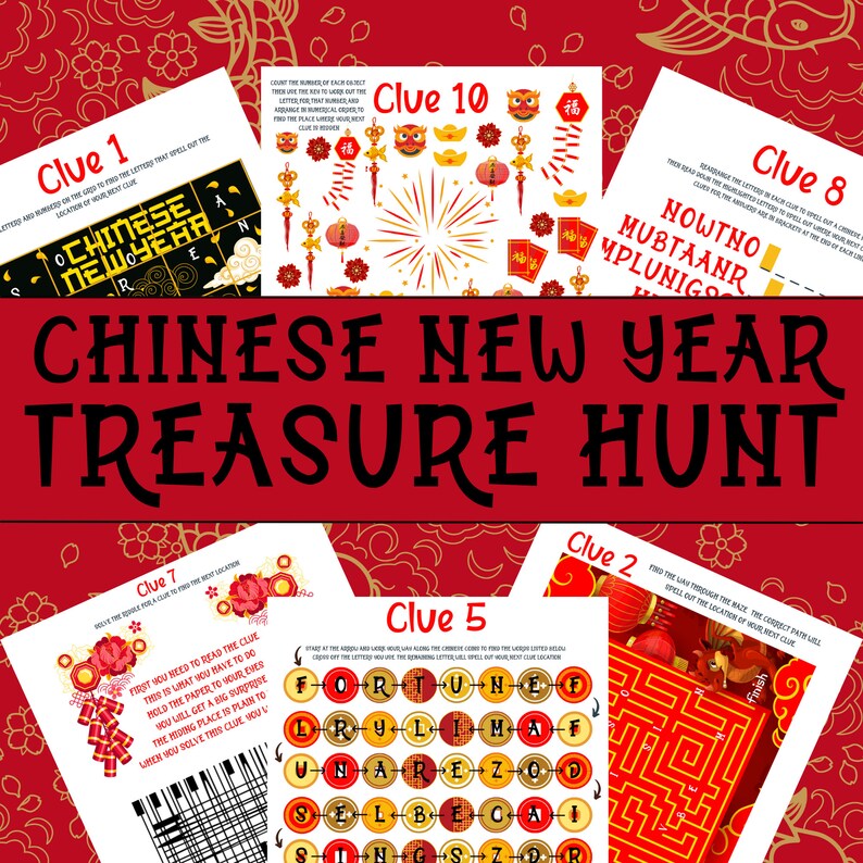 Indoor Chinese Lunar New Year Treasure Hunt for Kids Printable Puzzle ...