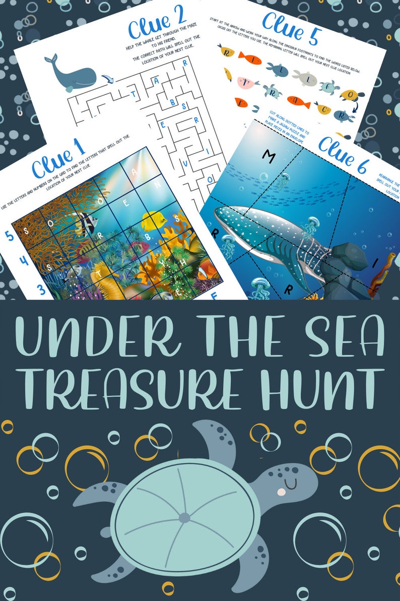 Outdoor Under the Sea Ocean Treasure Hunt Kids Printable Puzzle ...