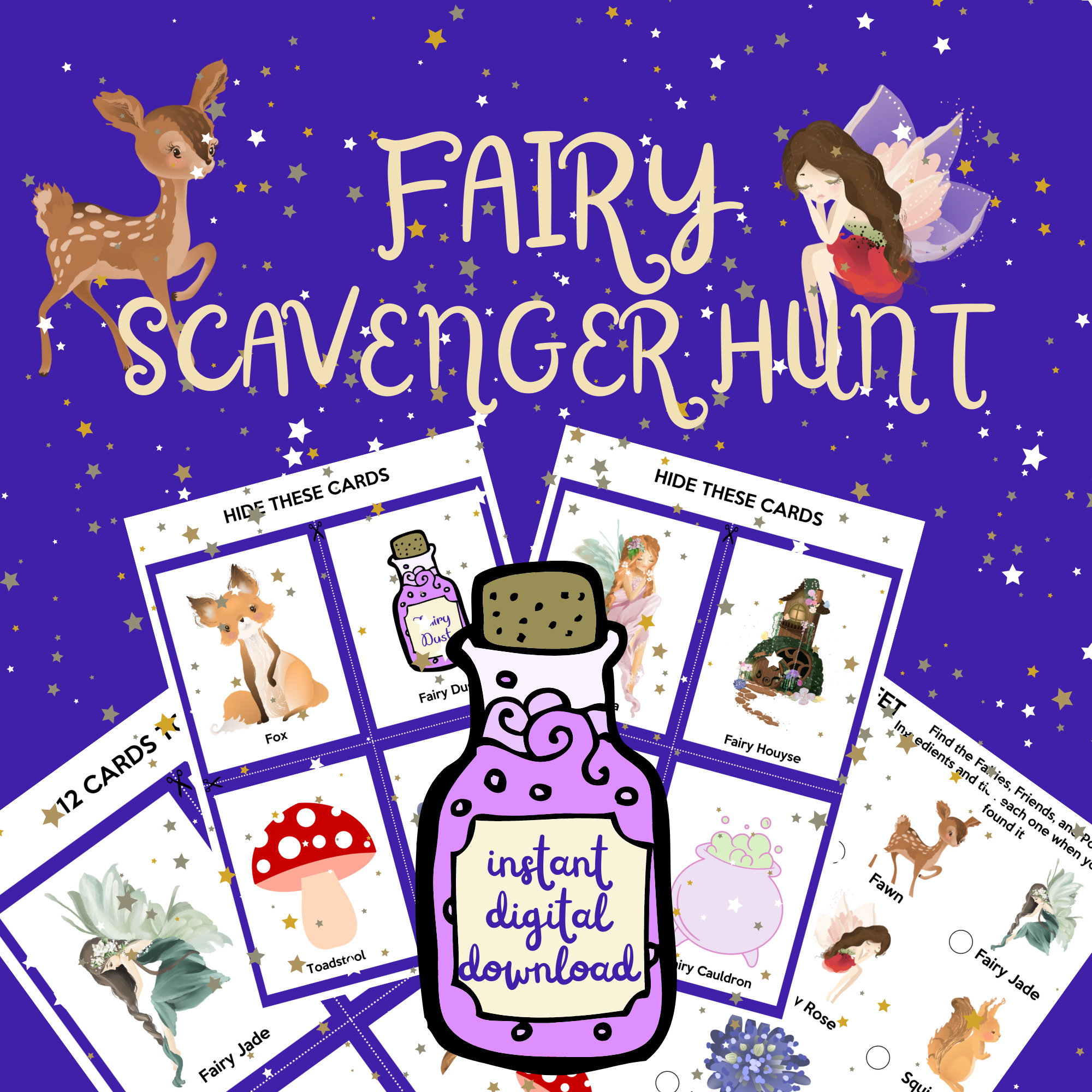 Printable Magical Fairy Scavenger Hunt for Young Girls Boys Kids Print ...